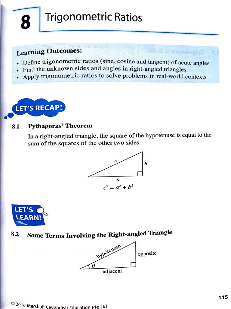 Ch8 Trigonometric Ratios Pdf Trigonometric Functions Triangle Geometry