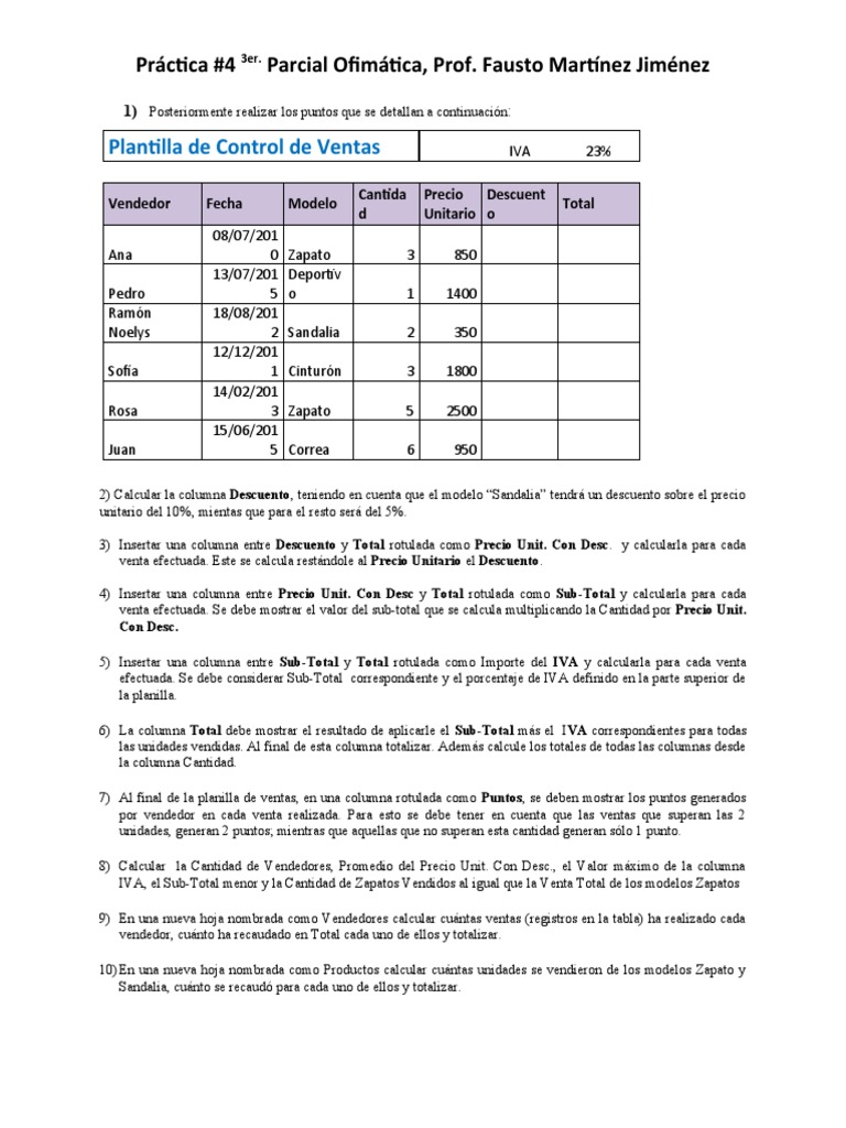 Ejercicio #4 Excel - M | PDF | Business | Informática y tecnología de la información