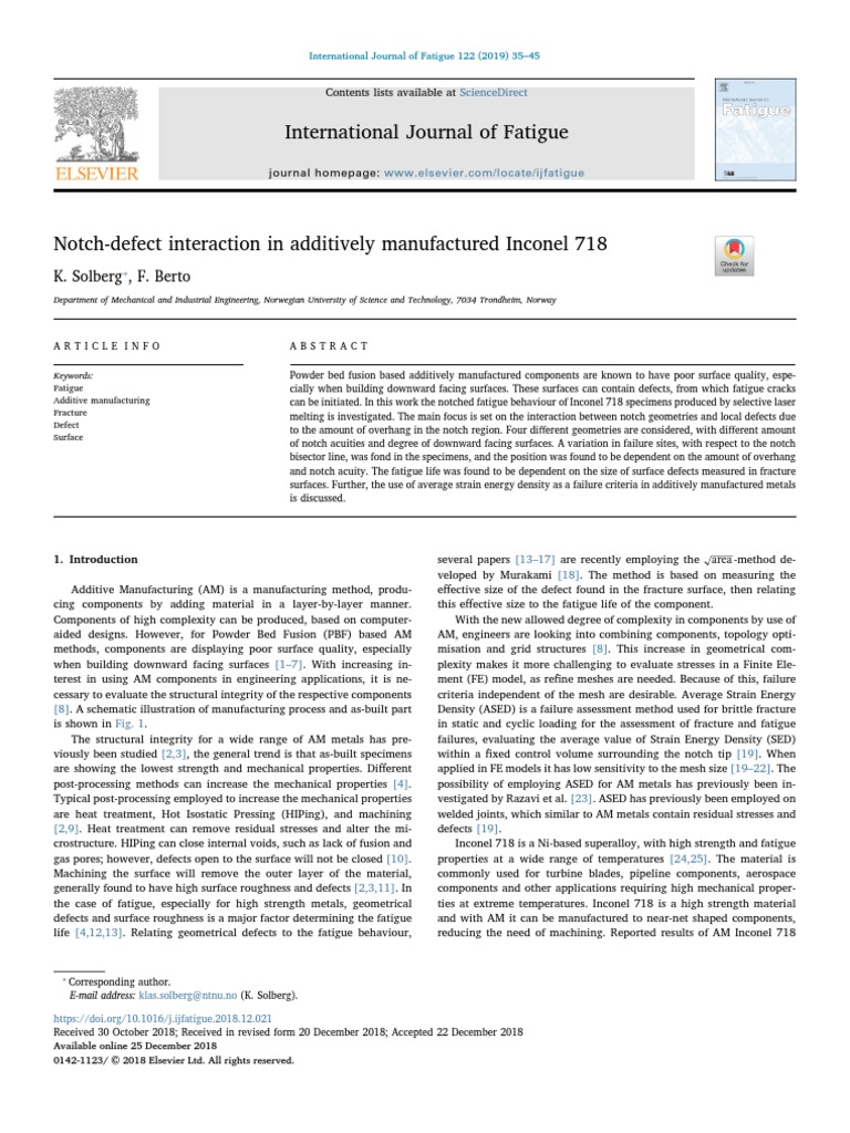 Notch Defect Interaction in Additively Manufact 2019 International ...