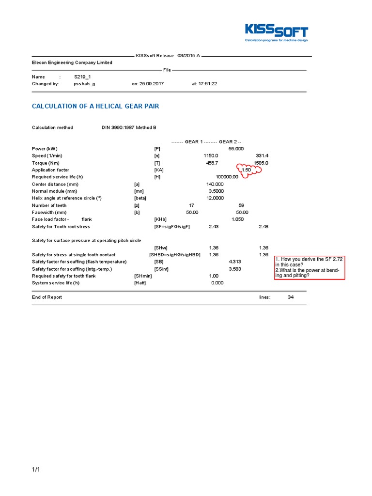 Calculation of A Helical Gear Pair | PDF | Gear | Mechanics