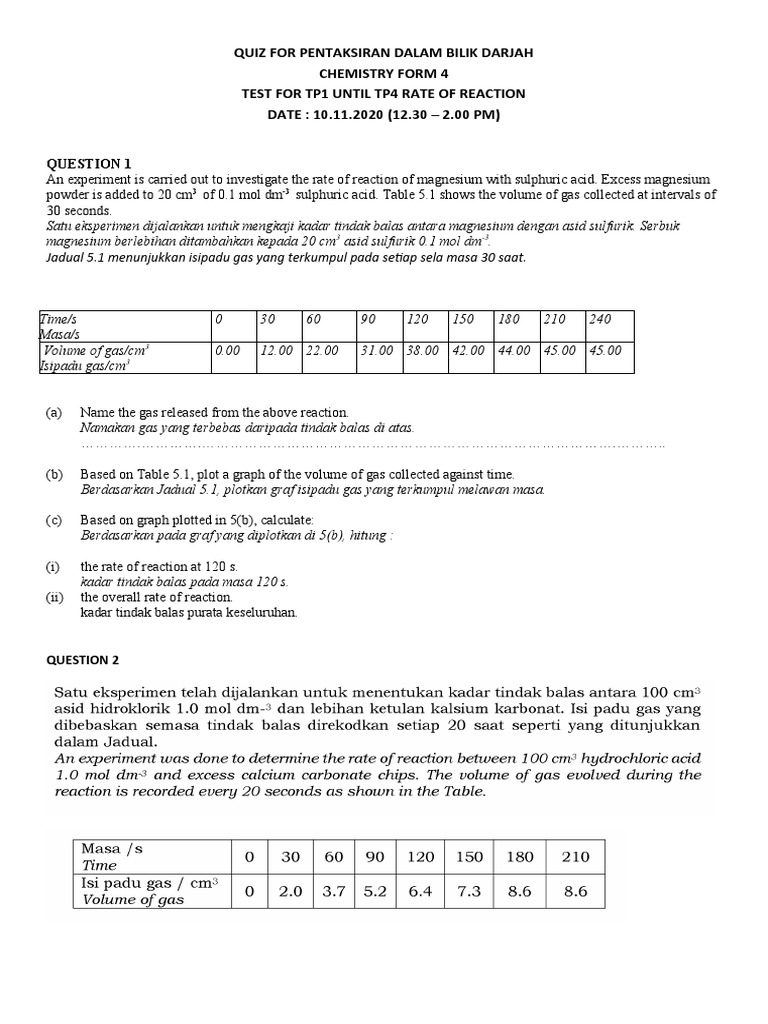 Quiz For Pentaksiran Dalam Bilik Darjah Ror | PDF