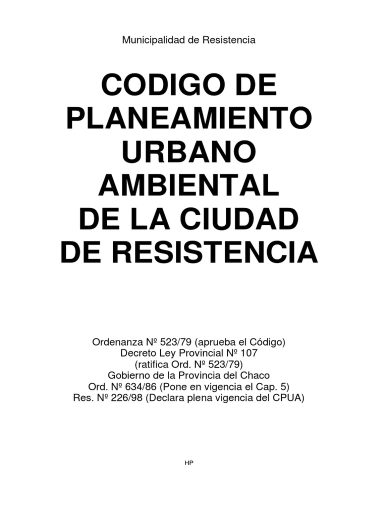 Codigo De Planeamiento Urbano Resistencia Chaco Pdf Planificación