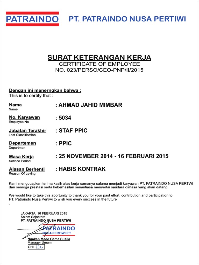 Packlaring Kerja. PPIC | PDF