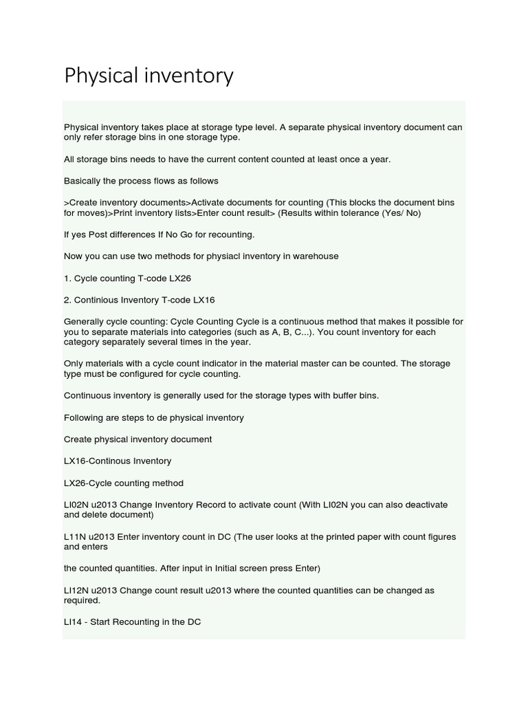 Physical Inventory | PDF