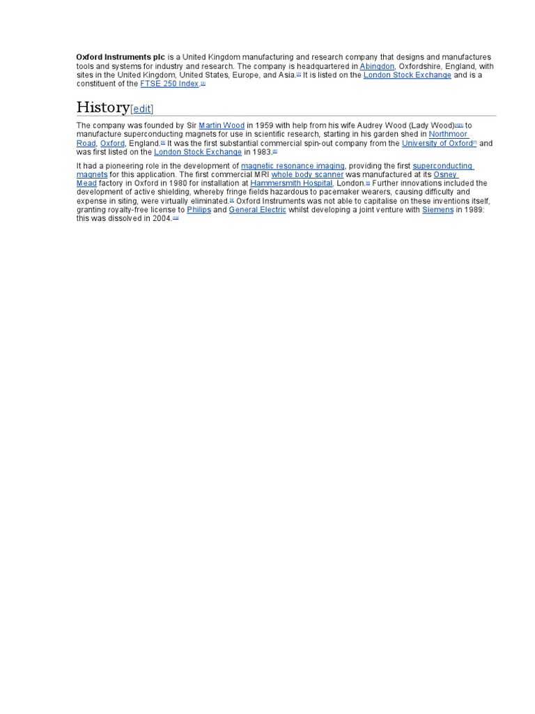 Oxford Instruments: Pioneers in MRI Technology | PDF | Technology ...
