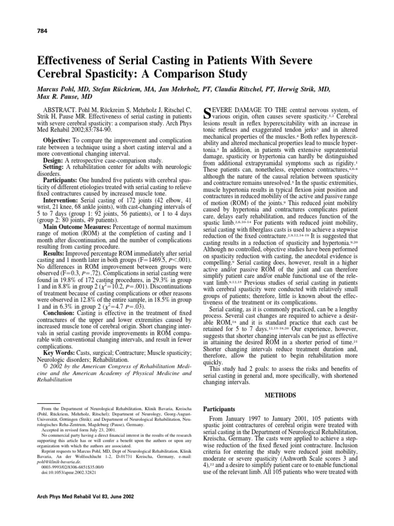 Effectiveness of Serial Casting in Patients With Severe Cerebral ...