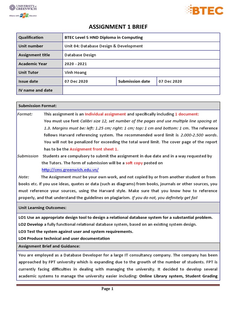 04-DDD - Assignment 1 Brief | PDF | Databases | Relational Database