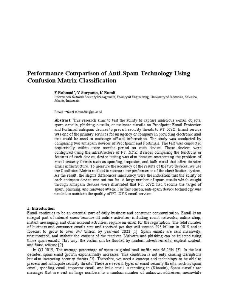 Contoh Full Paper | PDF | Accuracy And Precision | Email Spam