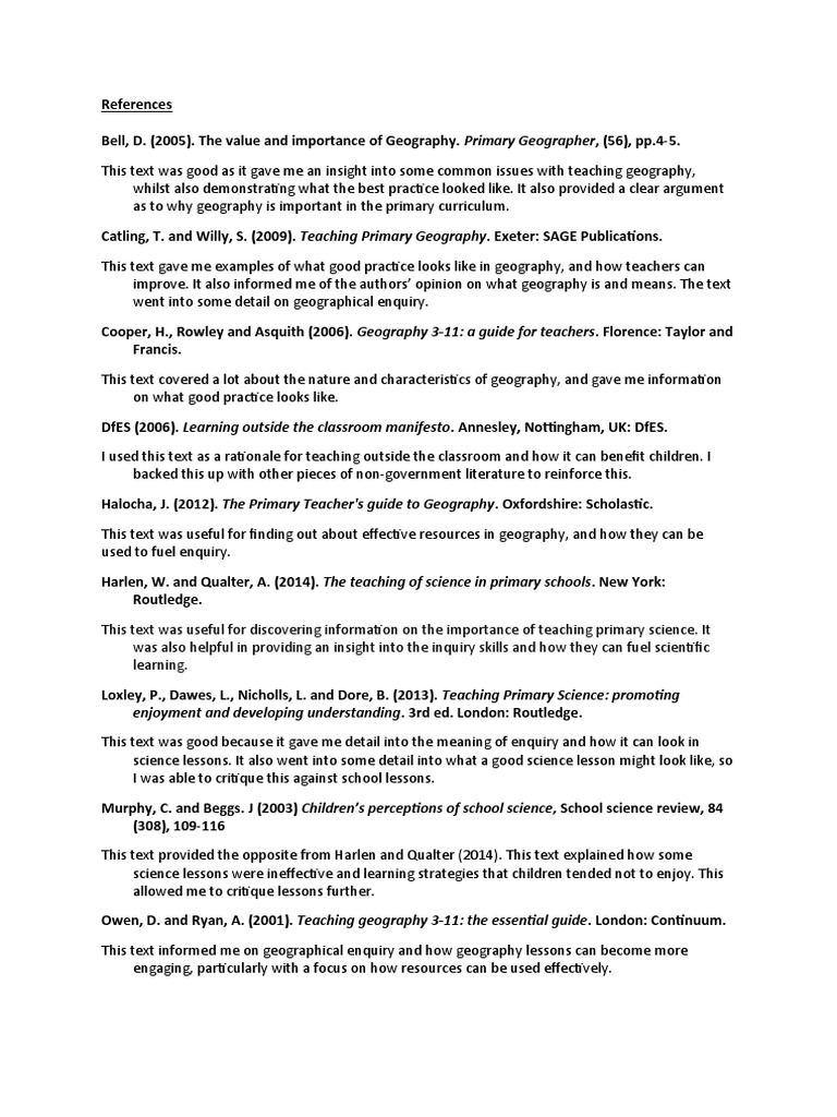 Annotated Reference List | PDF | Geography | Teachers