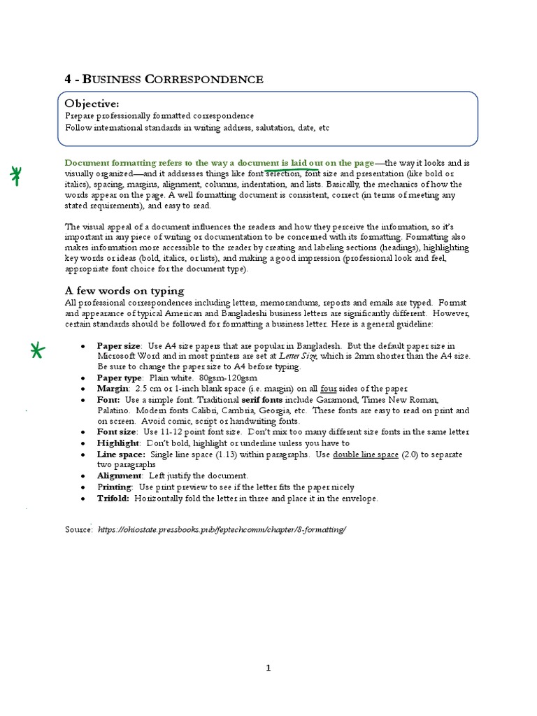 Business Letter Formatting Guide | PDF | Typefaces | Mail