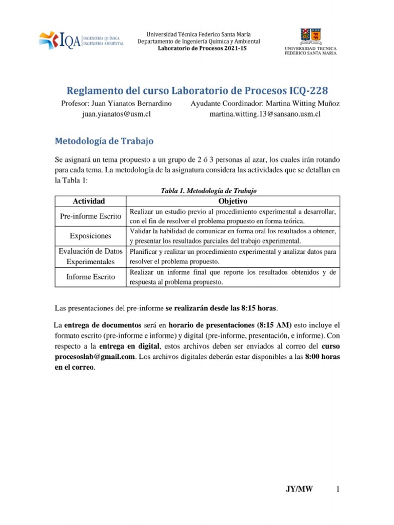 Reglamento ICQ 228 1S-2021 | PDF