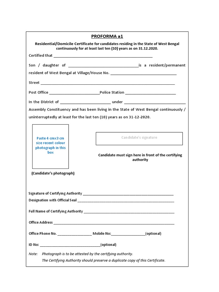 Proformas For Certificates Etc. | PDF | Visual Impairment | Disability