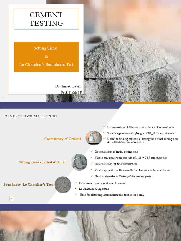 Cement Testing: Setting Time & Le Chatelier's Soundness Test | PDF ...