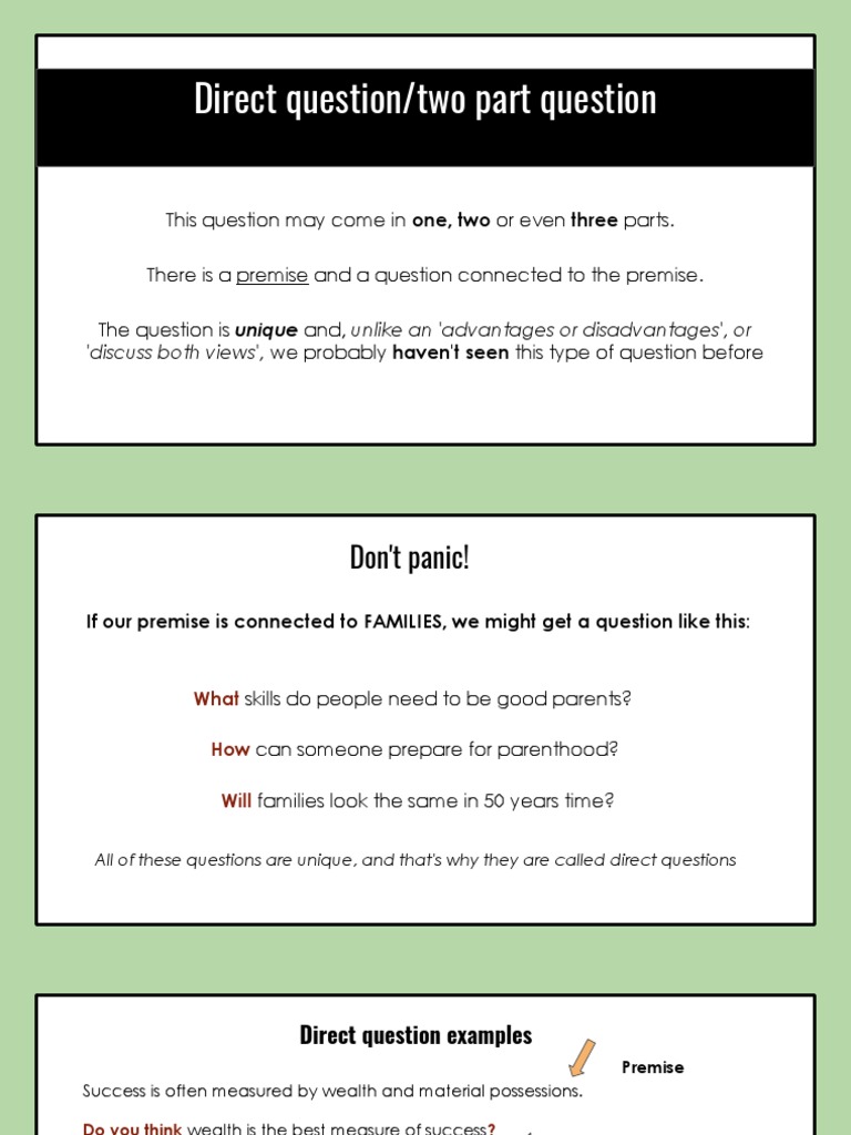 Examples of Direct Questions Explained | PDF | Traditions | Question