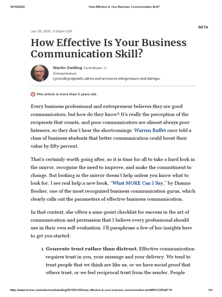 Article 1 Forbes Your Business Communication Skill | PDF