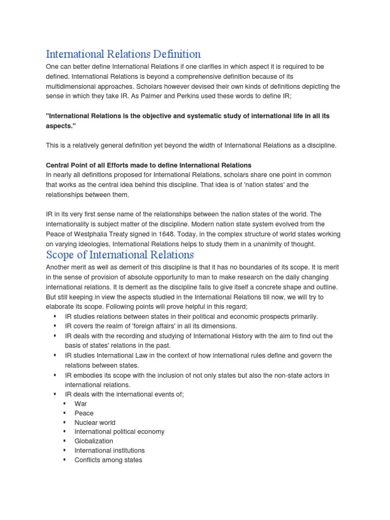 International Relations Imp Notes | PDF | Sovereign State ...