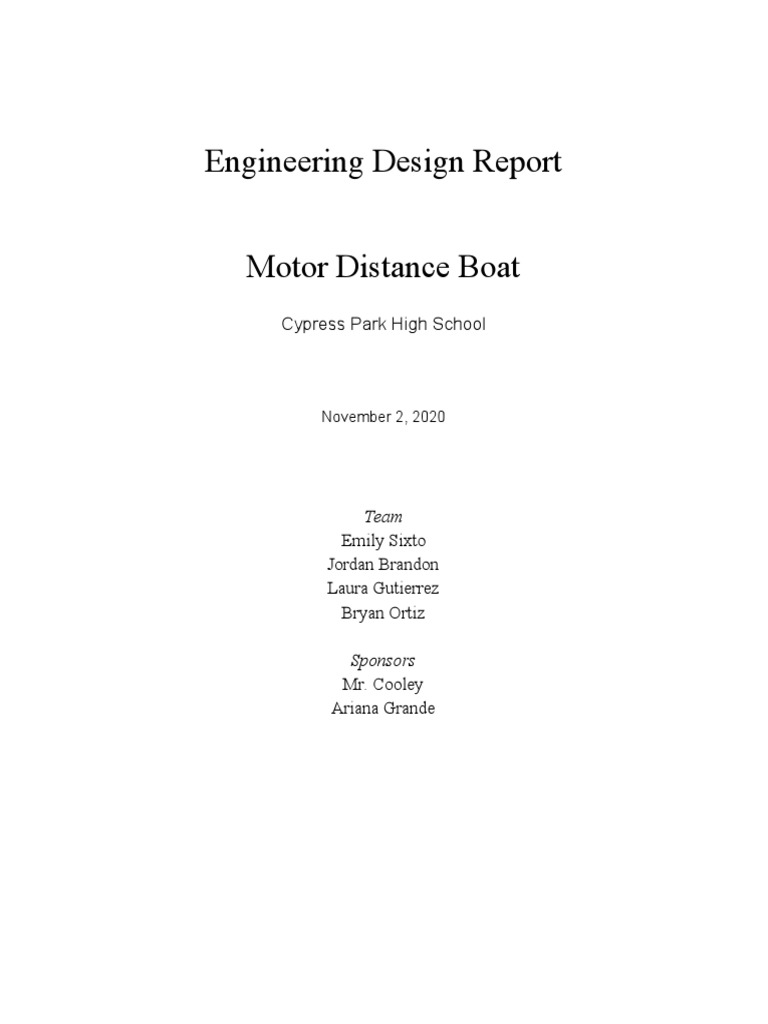 Engineering Design Report | PDF | Hull (Watercraft) | Boats