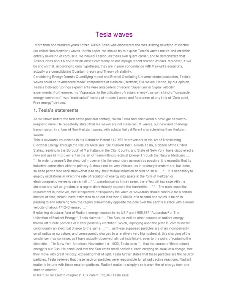 Tesla Waves | PDF | Waves | Speed Of Light