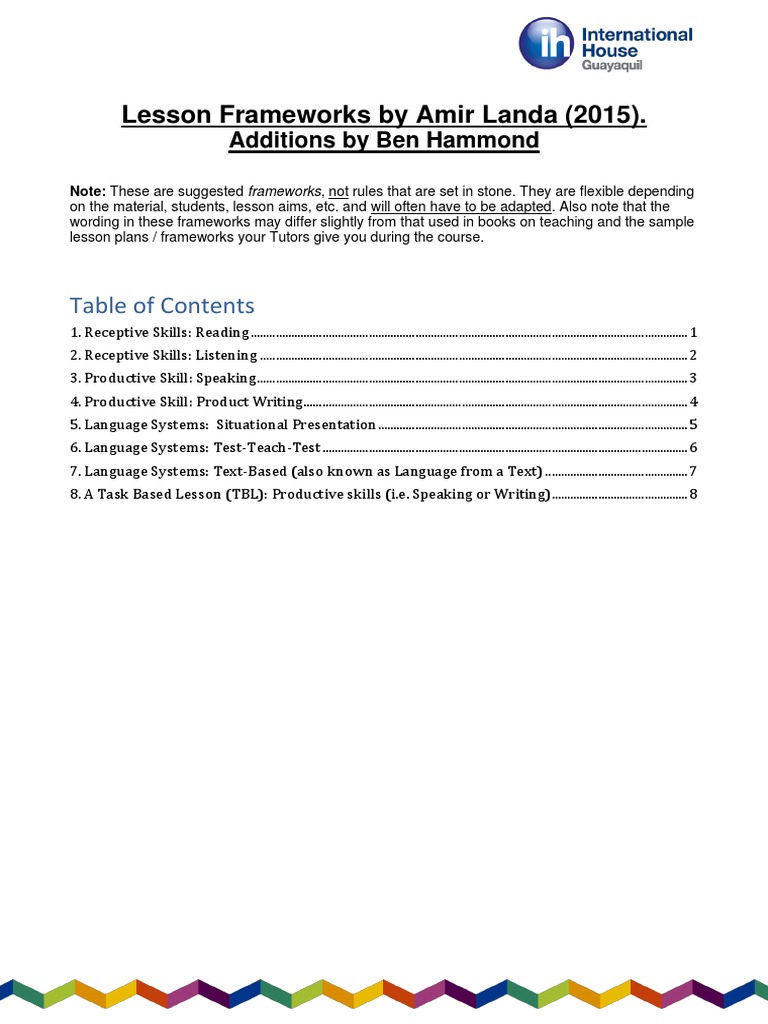 Lesson Frameworks | PDF | Reading Comprehension | Fluency