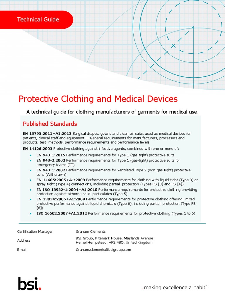 BSI Technical Guide Medical Protective Clothing en Uk | PDF | Personal ...
