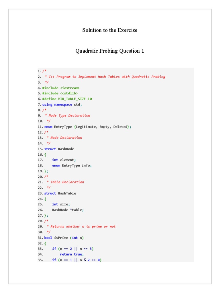 Task 3 - Solution To Quadratic Probing | PDF | Software Development | Programming Paradigms