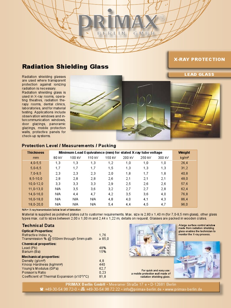 Radiation Shielding Glass: Protection Level / Measurements / Packing ...
