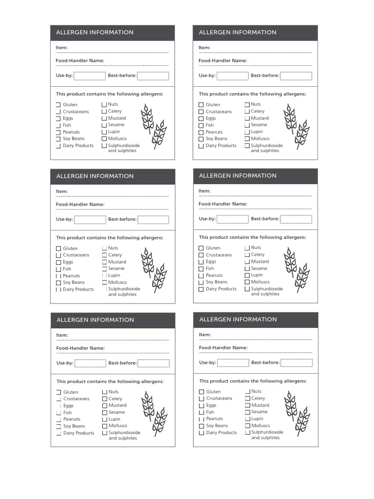 Food Hygiene Label Template | PDF | Allergen | Peanuts