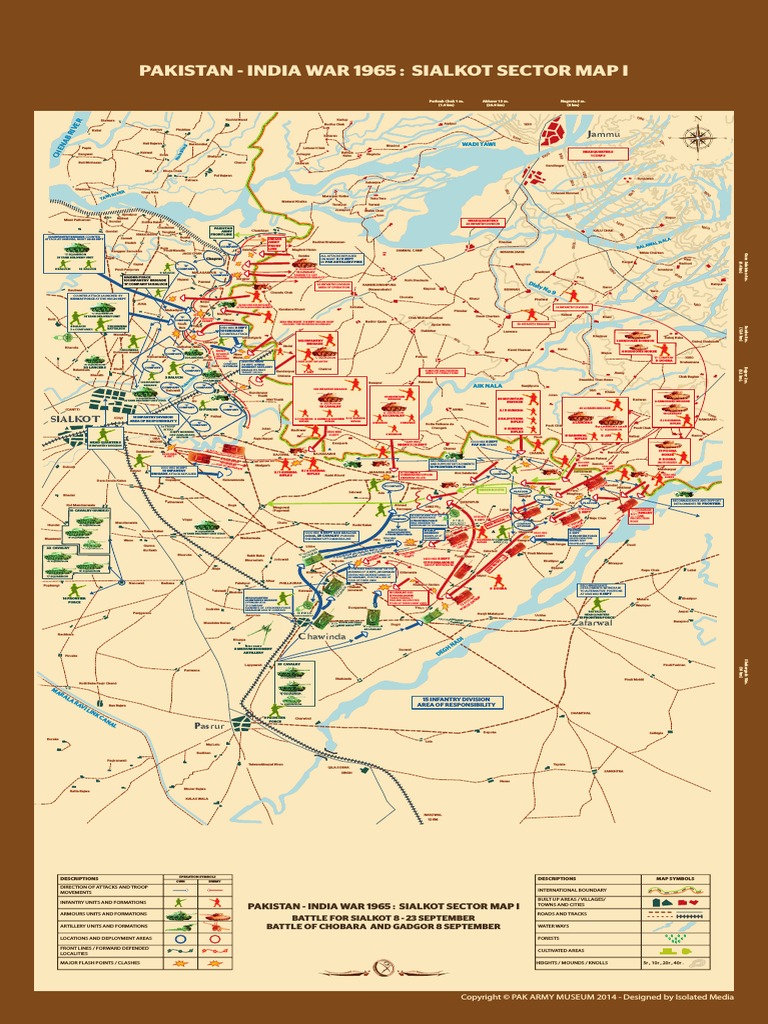 Pakistan India War 1965 Sialkot Sector Map I India War 1965 Sialkot ...