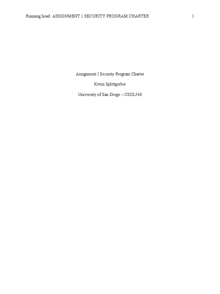 Security Program Charter Assignment Kevin Splittgerber | PDF | Health ...