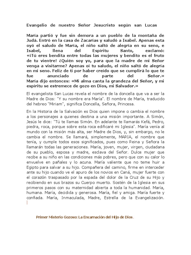 Primer Misterio Luminoso | PDF | María, madre de Jesús | Comportamiento ...