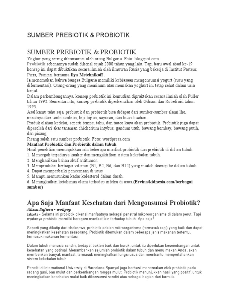 Sumber Prebiotik | PDF