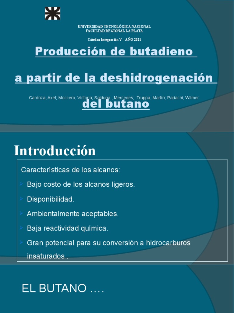 Deshidrogenación de C4 - Presentación Final | PDF | Catálisis | Petróleo