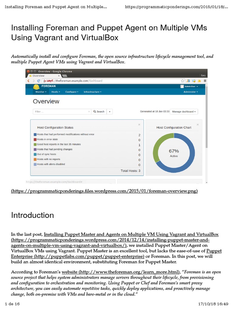 Installing Foreman and Puppet Agent On Multiple VMs Using Vagrant and VirtualBox | PDF | Virtual ...