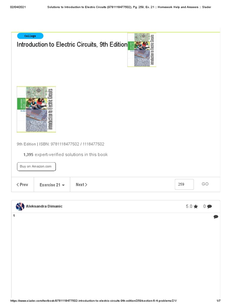 Introduction To Electric Circuits, 9th Edition: Expert-Verified ...