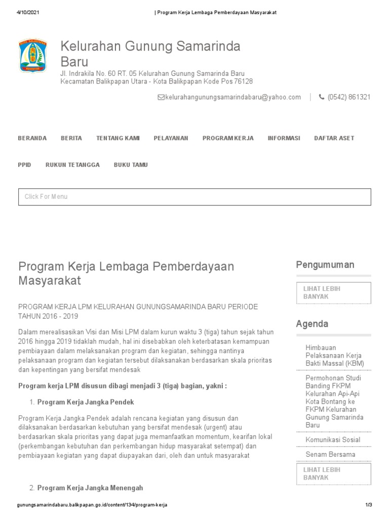 Program Kerja Lembaga Pemberdayaan Masyarakat | PDF