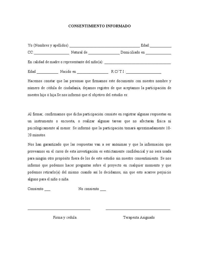Consentimiento Niños | PDF