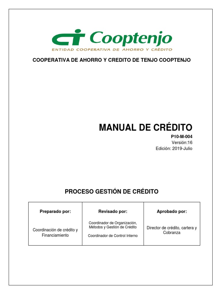 Manual de Credito - v1601 | PDF | Hipoteca Comercial | Finanzas y ...