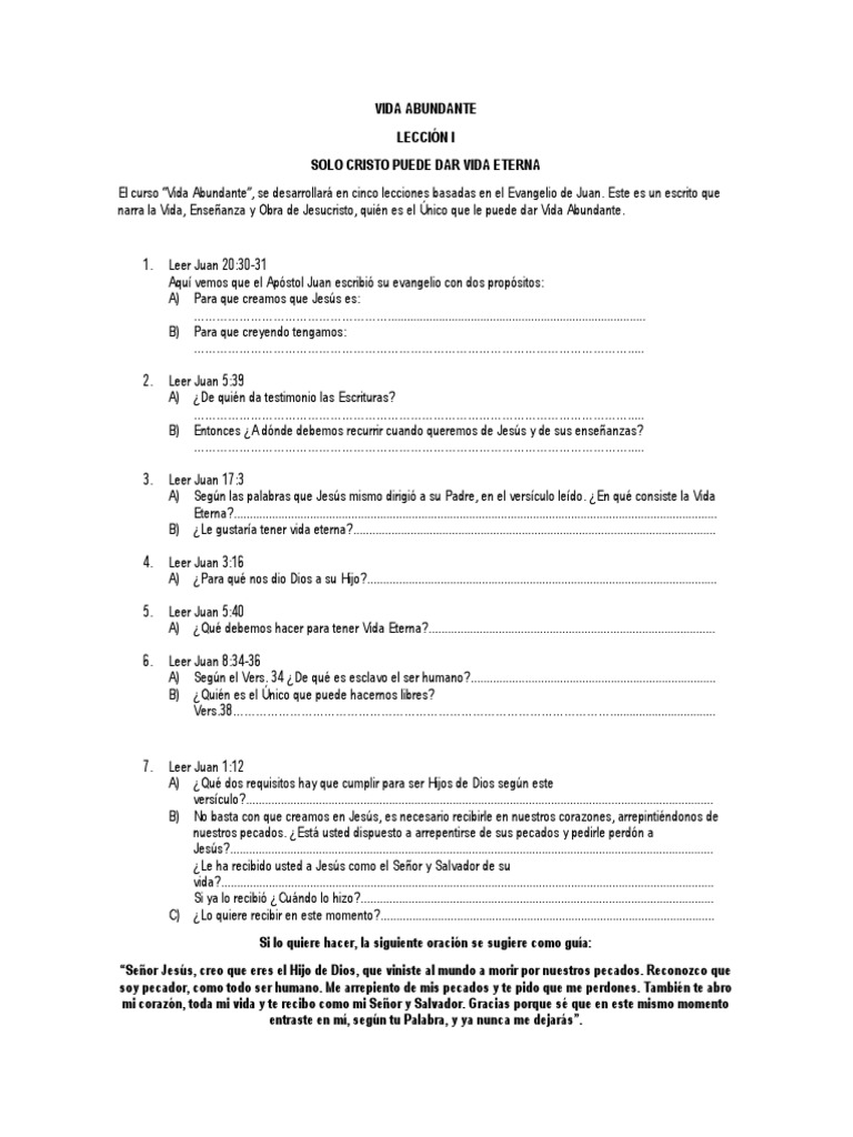 Curso de Vida Abundante | PDF | Cristo (título) | Salvación