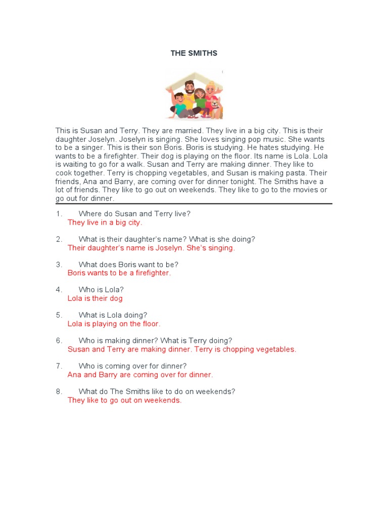 The Smith Family: Daily Life and Hobbies | PDF | Art