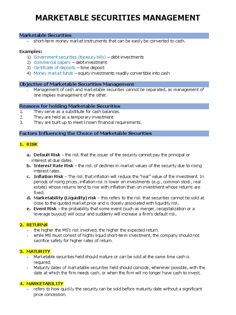 2 - Marketable Securities | PDF | Finance & Money Management