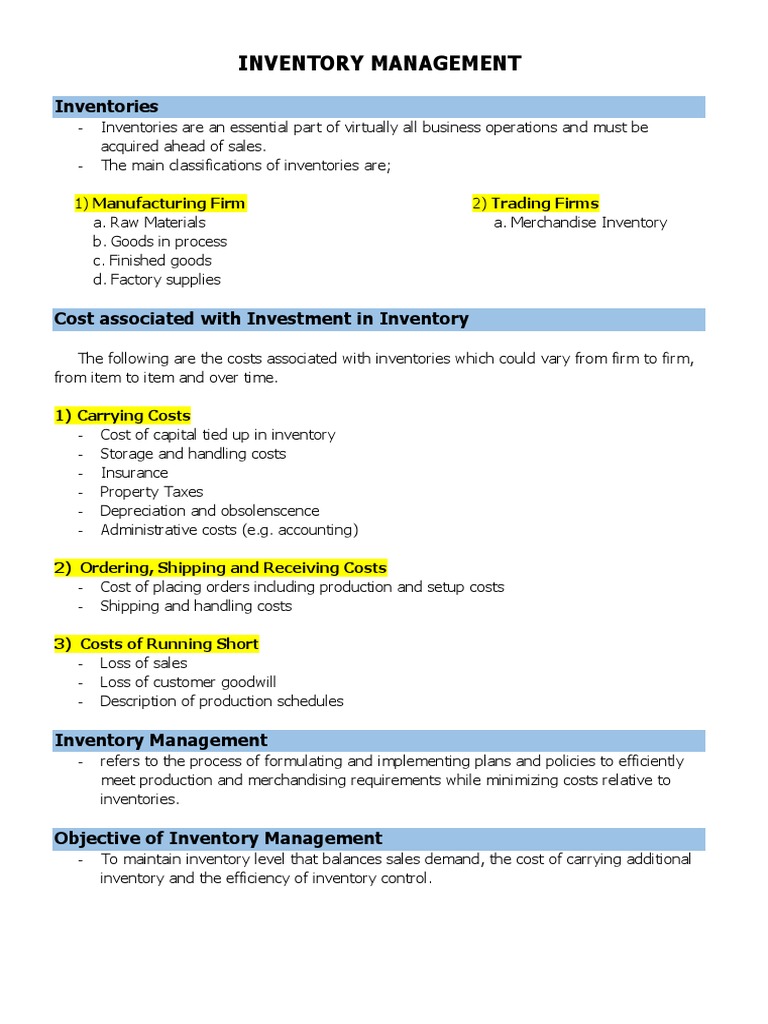 Inventory Management: Inventories | PDF | Inventory | Management Accounting