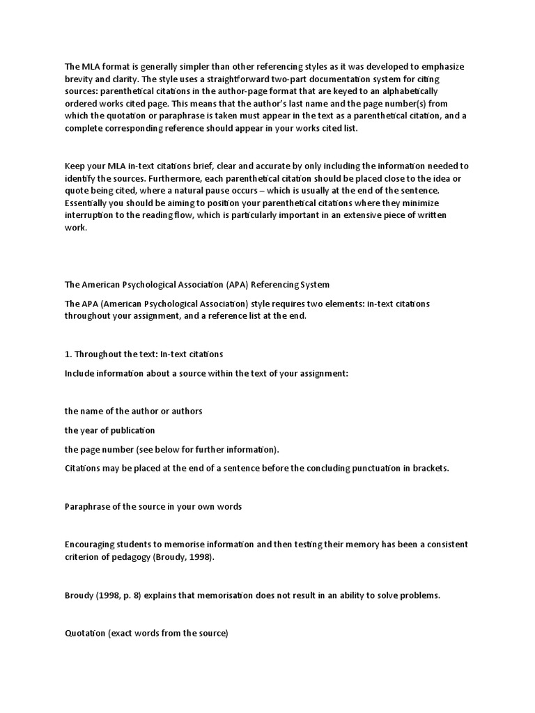 Brief guide to MLA, APA, AMA and Turabian citation styles | PDF ...