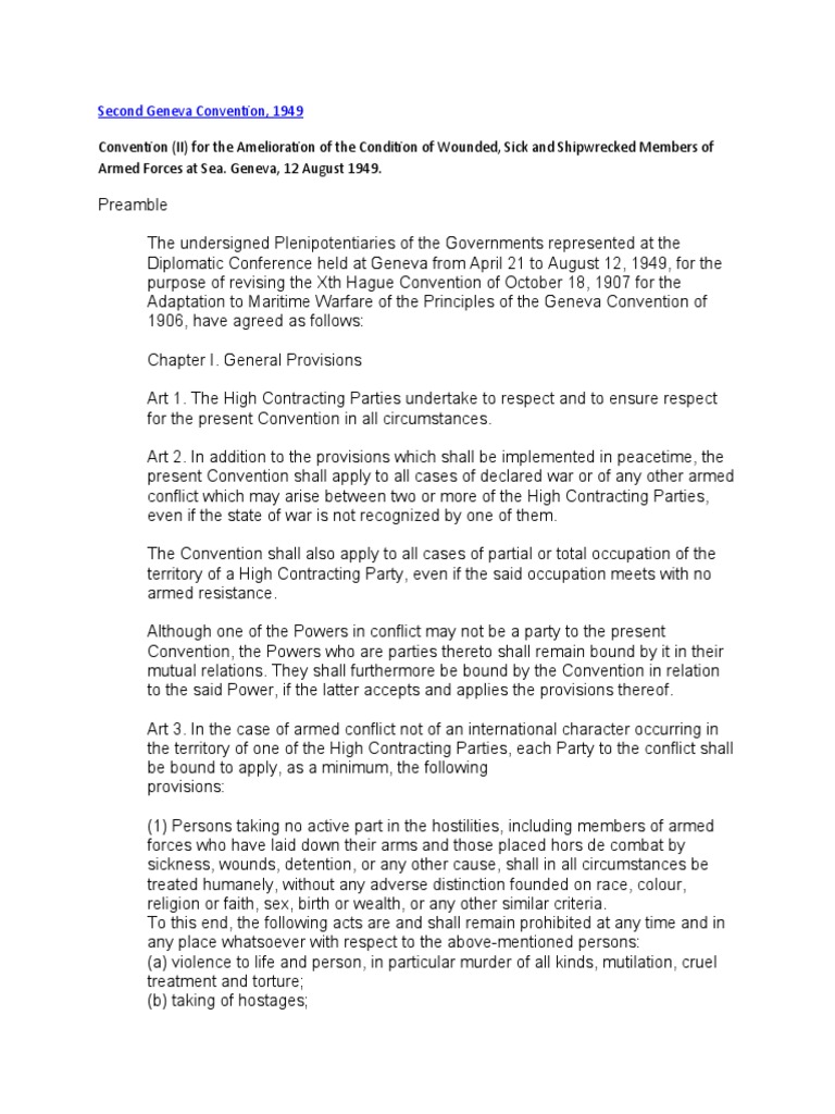 Second Geneva Convention 1949 | PDF | Geneva Conventions | Torture