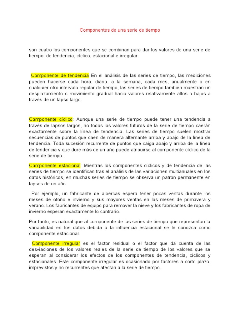 Componentes de Una Serie de Tiempo | PDF | Finanzas y dinero
