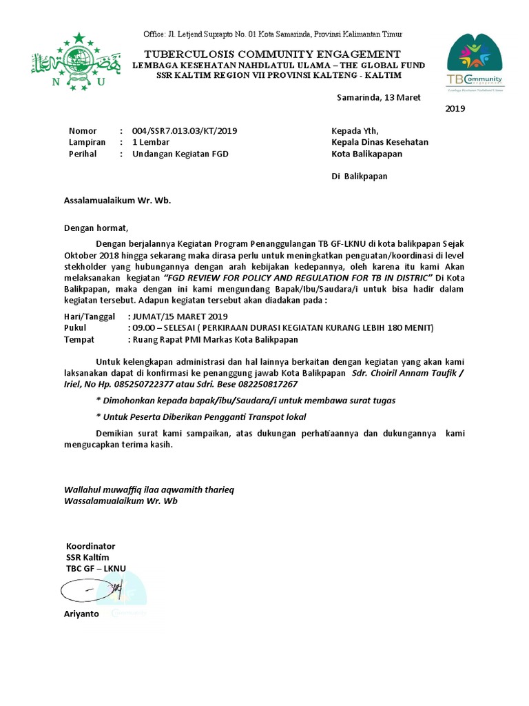 Contoh Undangan Untuk Pertemuan Stakeholder | PDF