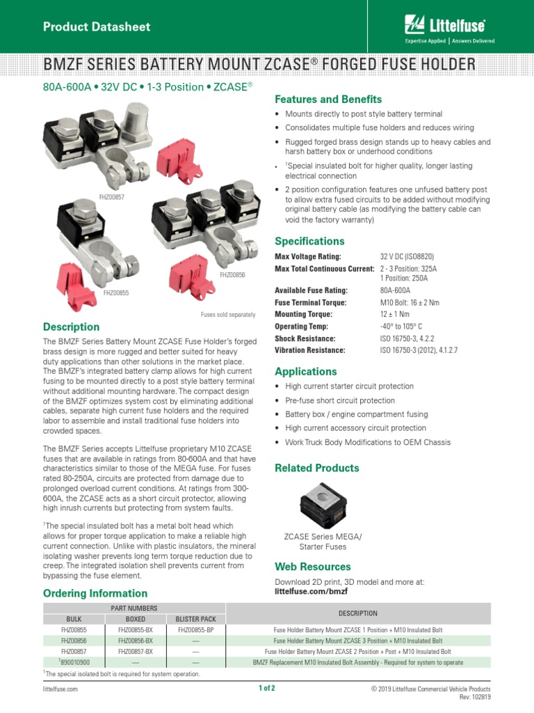 Littelfuse Fuse Holder Zcase BMZF Datasheet 1840045 | PDF | Fuse ...