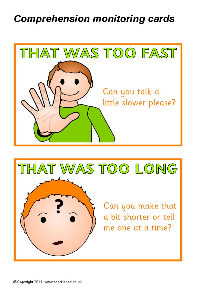 Comprehension Monitoring Cards | PDF