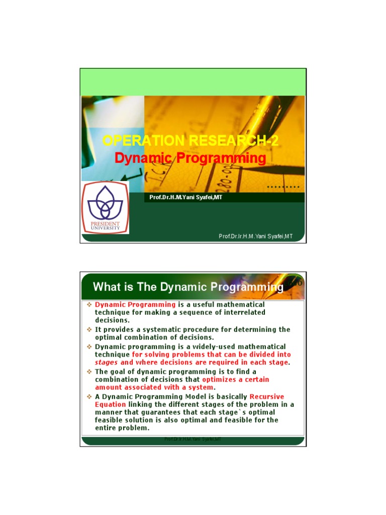 Operation Research 2 Dynamic Programming | PDF | Dynamic Programming | Mathematical Optimization
