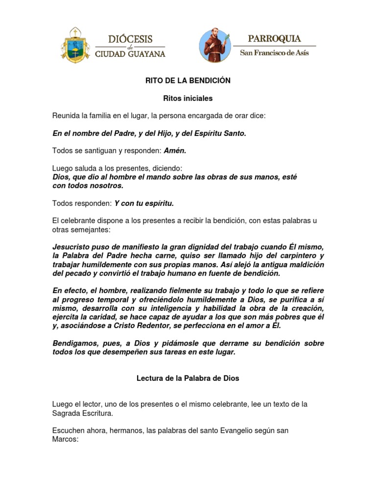 Rito de Bendición de un Local Comercial | PDF | Bendición | Jesús