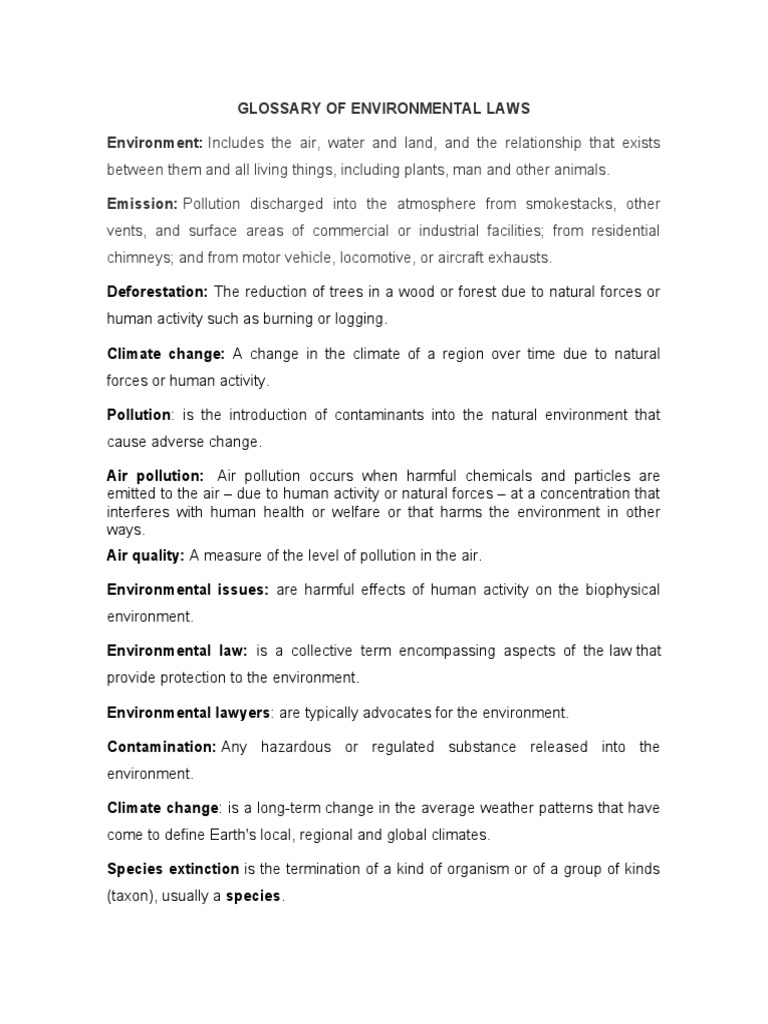 Glossary of Environmental Laws | PDF